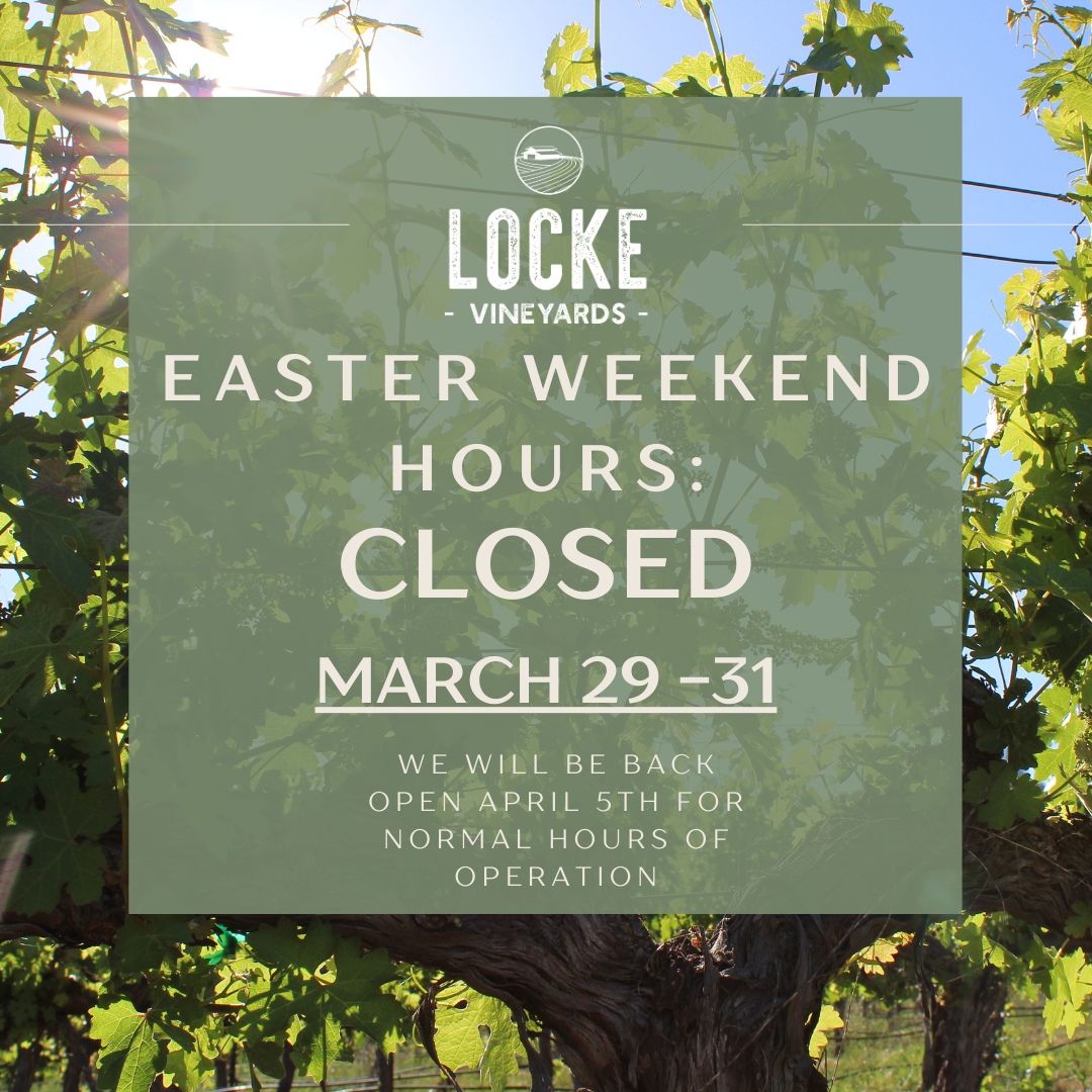 CLOSED EASTER WEEKEND (March 29 - 31, 2024) – The Barn at Locke Vineyards